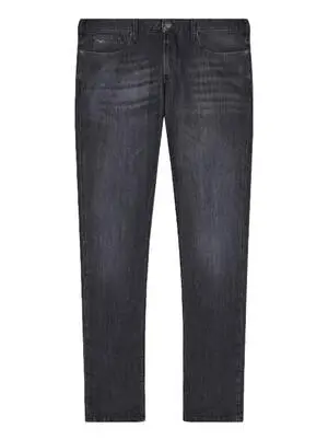 Emporio Armani Logo-plaque Faded Jeans - Grey