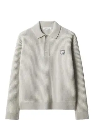 MAISON KITSUNÉ Long-sleeved Knit Polo Shirt