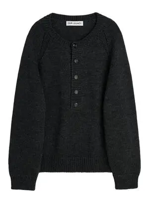 Our Legacy Shore Henley Knitted Sweater - Charcoal-grey