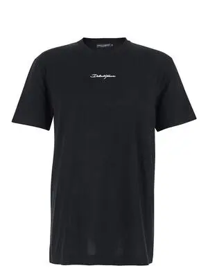 Dolce & Gabbana T-shirt 'g8rn8zg7p0cn0000' With Logo On The Front In Cotton For - Black