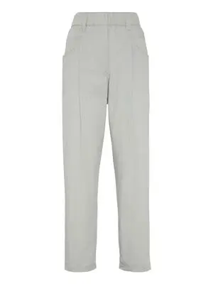 Brunello Cucinelli Straight-leg Cotton Trousers Medium Gray