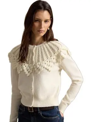 RALPH LAUREN Crochet-yoke Wool-alpaca Cardigan