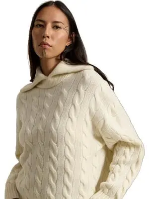 Ralph Lauren Wide-collar Cable Wool-cashmere Sweater Authentic Cream
