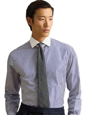 Ralph Lauren Striped Poplin French Cuff Shirt - Blue/white
