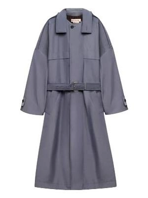 Marni High Collar Belted Trench Coat - Dark Ash