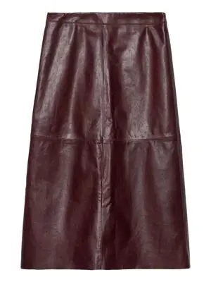 ALLSAINTS Olivia Leather Midi Skirt - Red