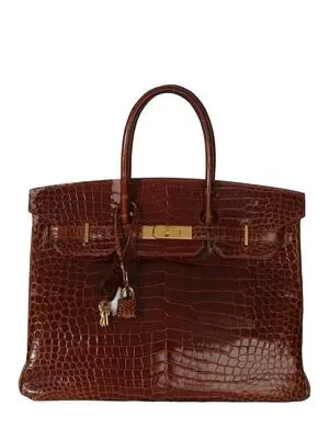 HERMÈS Miel Shiny Porosus Crocodile Birkin 35 GHW