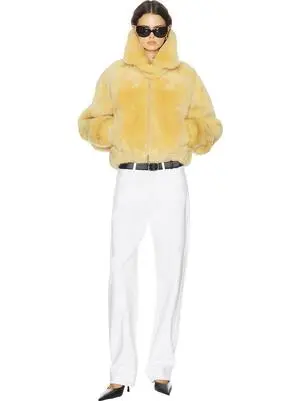 Helmut Lang Shearling Bomber Jacket - Cornsilk