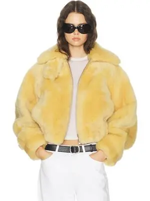 Helmut Lang Shearling Bomber Jacket In Yellow - Cornsilk