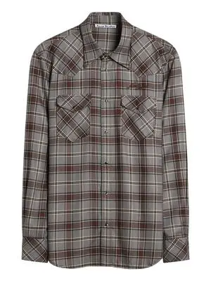 Acne Studios Surrow Check Flannel Long Sleeve Shirt - Multi Grey