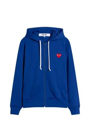 Play Comme Des Garcon Red Heart Zip Hoodie Navy