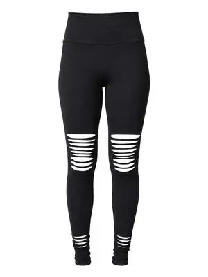 YOGI8APPAREL High Waist Ripped Leggings - Black