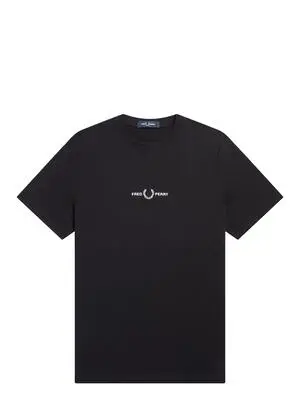 Fred Perry T-shirt Con Logo Ricamato - Black