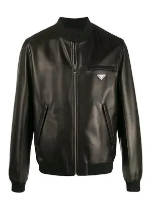 Prada Long-sleeved Leather Jacket - Black