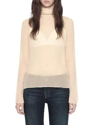 ALLSAINTS Kumi Silk Turtleneck Top - Ecru White