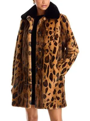 Love Token Imani Faux Fur Coat - Leopard