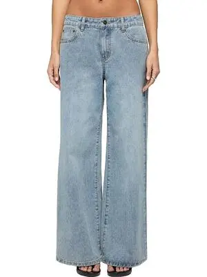 EDIKTED Darynne Low Rise Baggy Jeans - Light-blue-washed