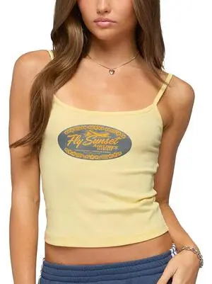 EDIKTED Hawaii Airlines Tank Top - Yellow