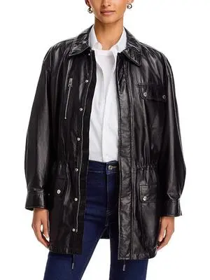 FRAME The Paper Leather Safari Jacket - Black
