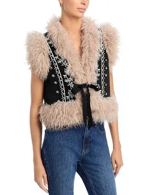 Cinq À Sept Amaranthe Faux Shearling Vest - Black/dark