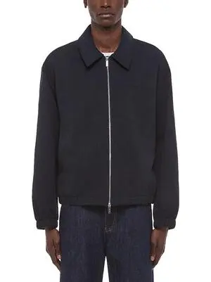 Helmut Lang Relaxed Fit Compact French Terry Zip Jacket - Navy