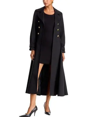 Alice + Olivia Ellie Godet Double Breasted Trench Coat - Black