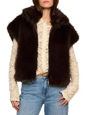 Sanctuary Cozy Faux Fur Vest - Espresso Multi