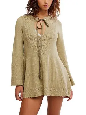 Free People Bali Old Flame Sweater Dress Olive Tree