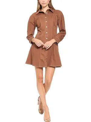 Maggy London Denim Vertical Seam Mini Shirt Dress - Brown