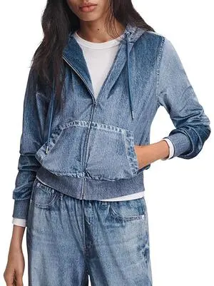 Rag & Bone Rb Miramar Velvet Zip Hoodie - Sutton