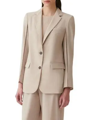 Fabiana Filippi Single-breasted Virgin Wool Blazer With Classic Lapels - Beige