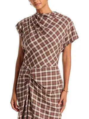 WAYF Laurel Top Laurel Cotton Gathered Top - Brown