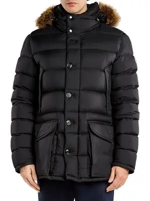 Moncler Clunye Hooded Stand Collar Down Parka - Black