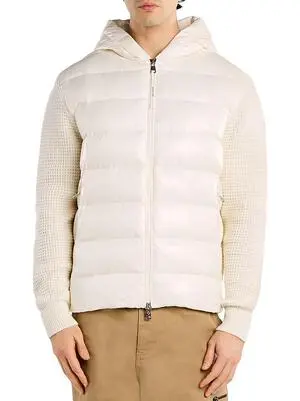 Moncler Wool & Cashmere Hooded Panel Puffer Jacket - Ivory