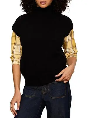 Sanctuary Mock Neck Sweater Shell - Black