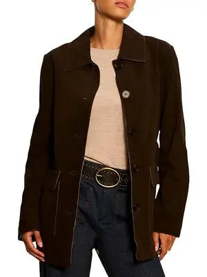 Sanctuary Avid Suede City Coat - Espresso Multi