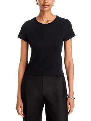Majestic Filatures Deluxe Cotton Crop Short Sleeve Crewneck Tee Noir
