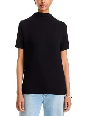Majestic Filatures Soft Touch Short Sleeve Mock Neck Tee Noir