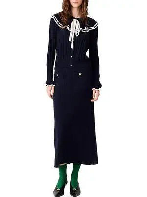 Maje Migna Layered Cape Cardigan - Navy