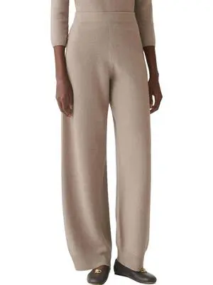 Fabiana Filippi High-waisted Wide-leg Knit Trousers In Wool And Silk - Coffee