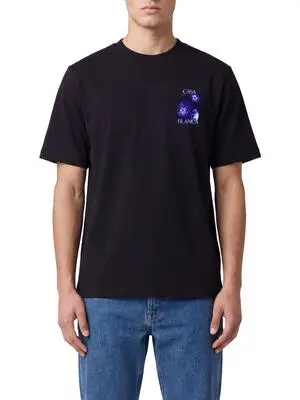 Casablanca Graphic Print Organic Cotton Crew-neck T-shirt Black 2