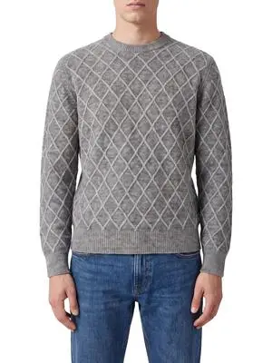 BALLANTYNE Diamond-pattern Wool-blend Crewneck Jumper - Grey