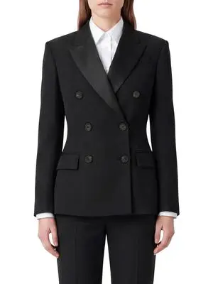 Brunello Cucinelli Double-breasted Virgin Wool Blazer With Peaked Lapels - Black