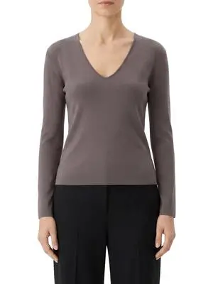 TOTEME Viscose Blend Long-sleeved V-neck Jumper - Brown