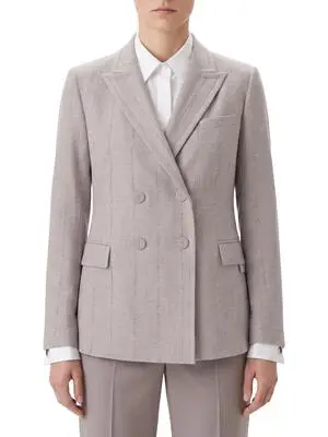 Fabiana Filippi Double-breasted Cropped Virgin Wool Blazer - Coffee