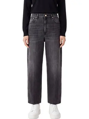 Fabiana Filippi High-waisted Wide-leg Cotton Denim Jeans - Grey