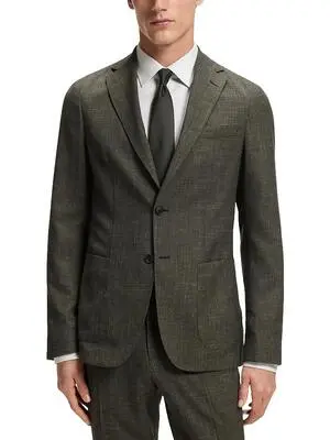 BOSS C-hanry Wool & Linen Melange Unstructured Slim Fit Suit Jacket Open Green