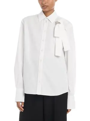 Erdem Cotton Poplin Long Sleeve Shirt - White