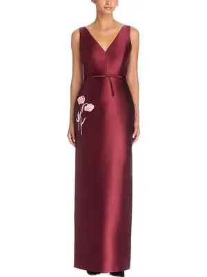 Erdem Embellished Mikado Pencil Gown - Bordeaux