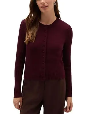HOBBS LONDON Elsa Wool Cardigan Sweater - Fig Purple